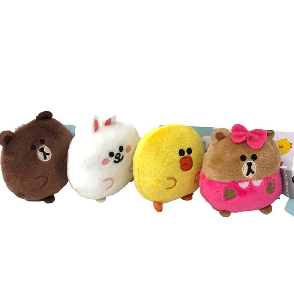 LINE FRIENDS | Toys | Line Friends Mini Plush Set Of 4 Cony Choco Brown ...